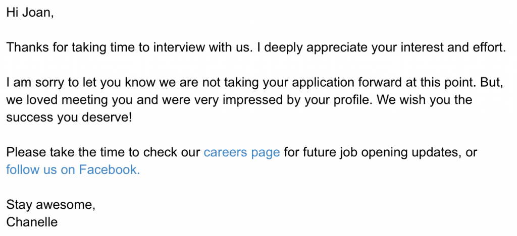 Example Rejection Letter After Interview Collection Letter Template 